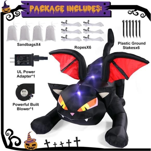 Holiday | 75ft Halloween Decorations Inflatable Outdoor Lighted Black ...